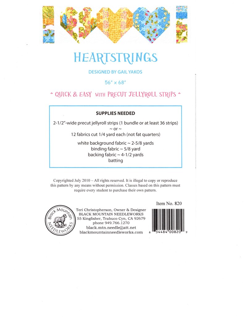 Heartstrings easy & Quick Pieced Quilt Pattern From: Black - Etsy