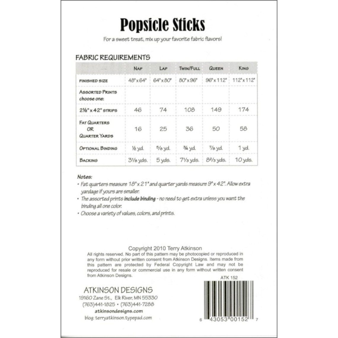 Popsicle Sticks *quilt Pattern - Jelly Roll Friendly* By: Terry ...