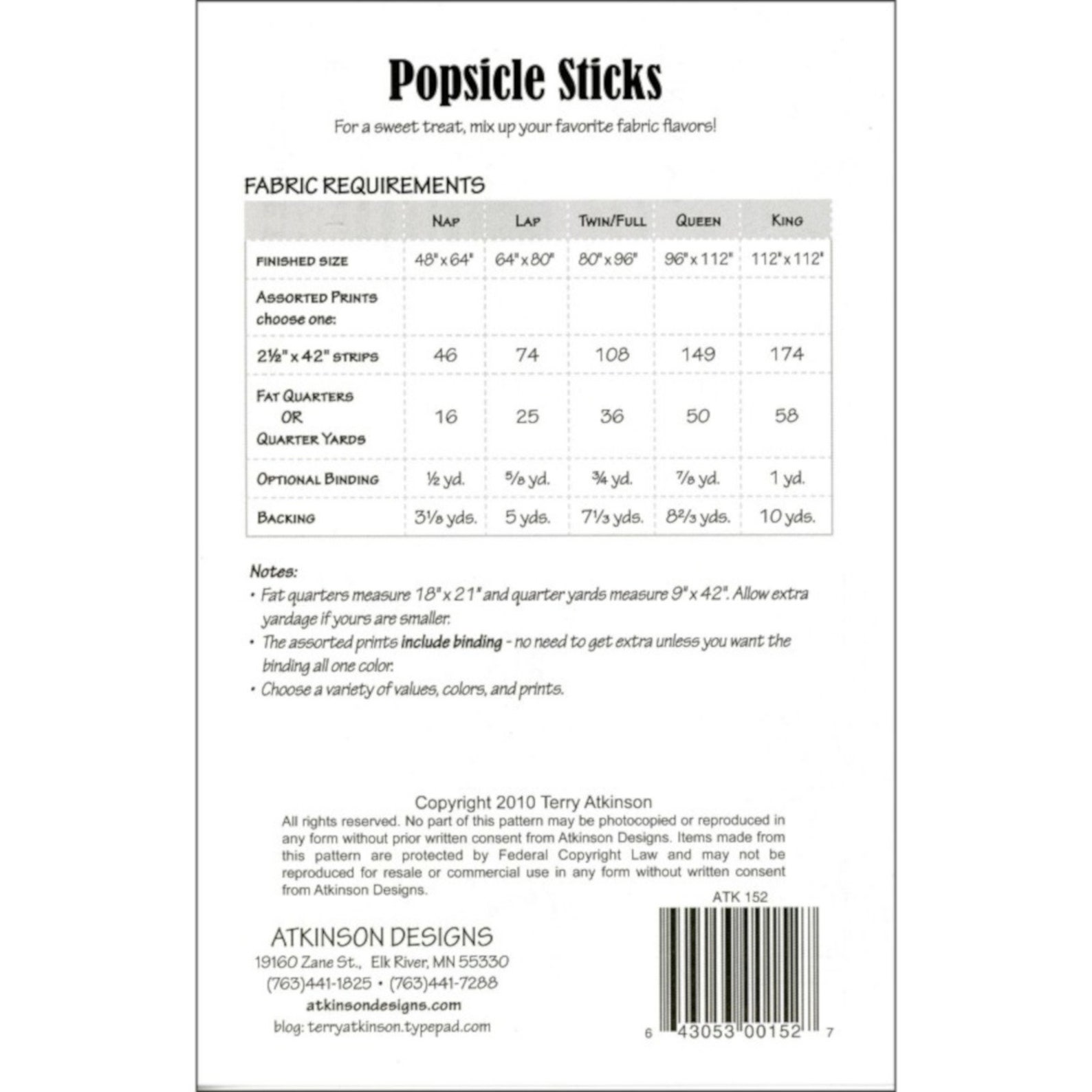 Popsicle Sticks *quilt Pattern - Jelly Roll Friendly* By: Terry ...