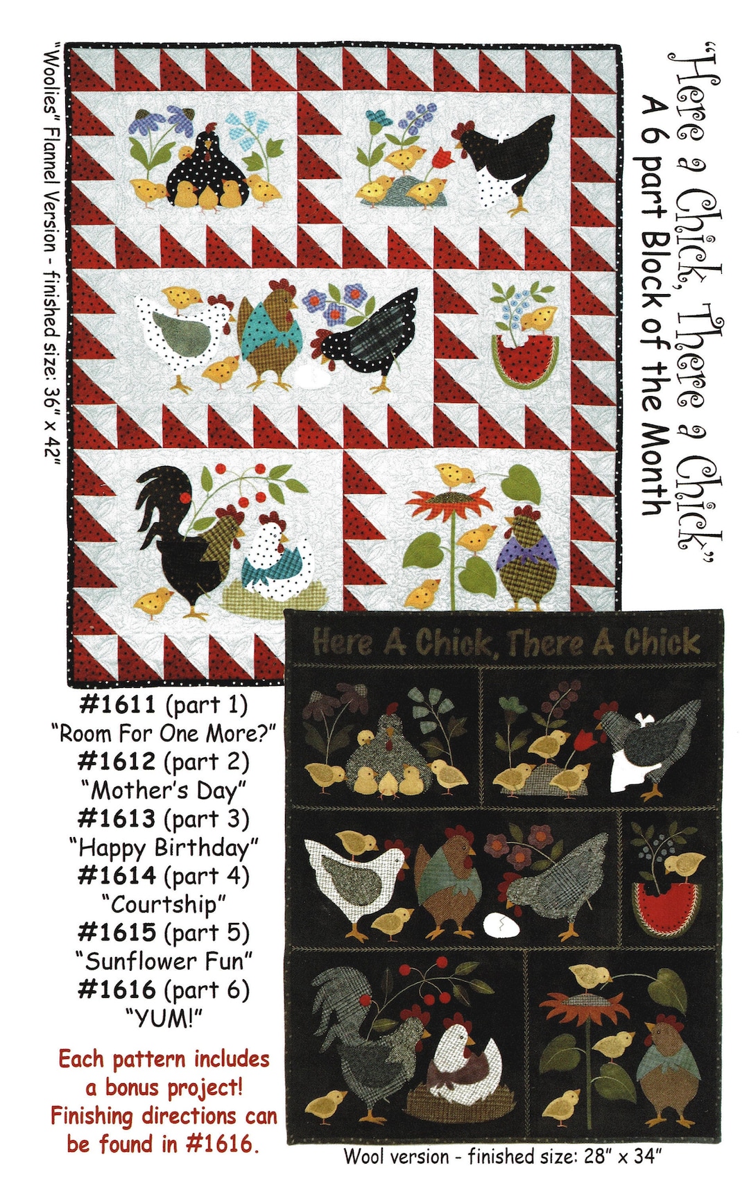 Here A Chick, There A Chick *6-month Block of the Month Pattern Set* By ...