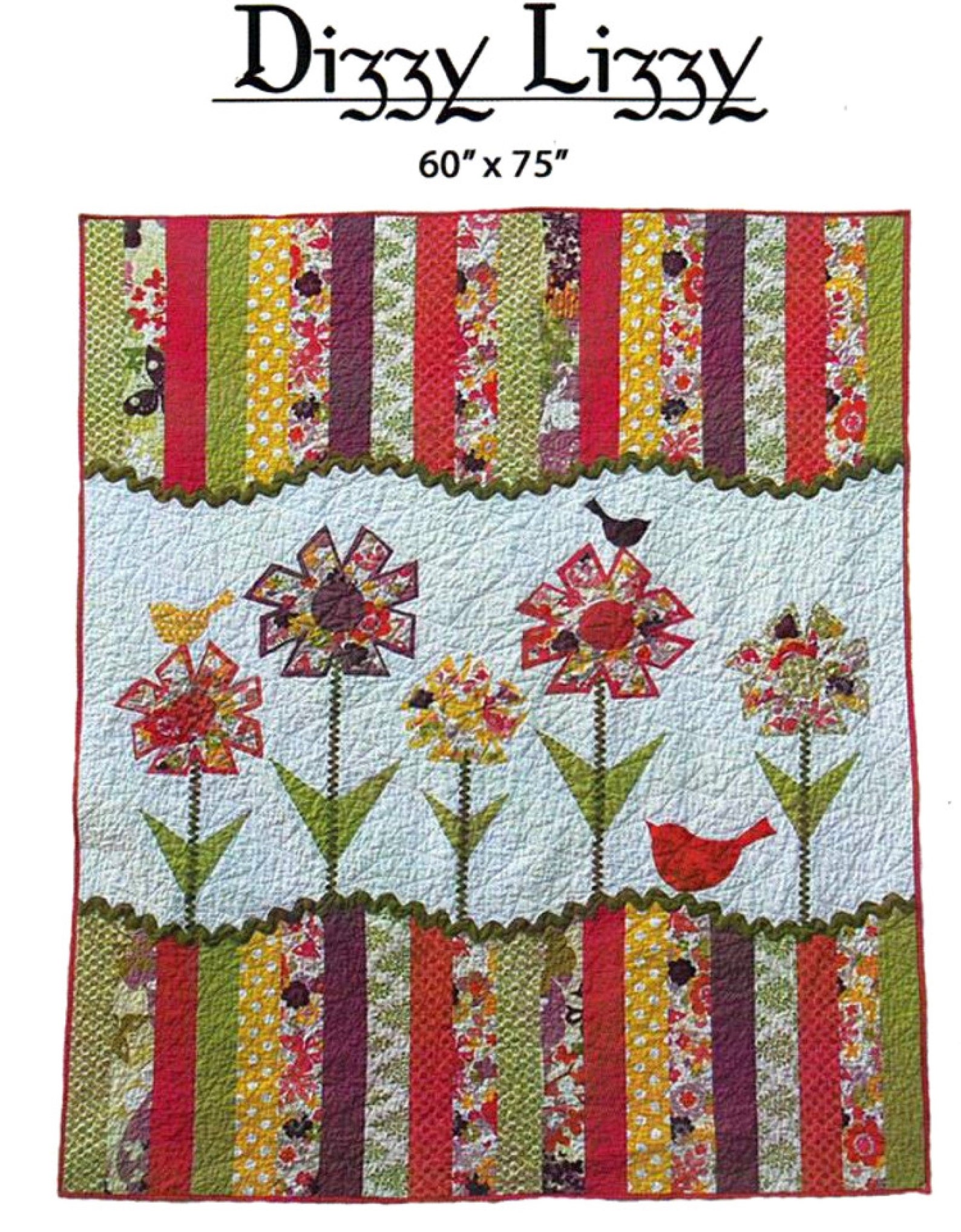 Dizzy Lizzy pieced & Applique Quilt Pattern By: Janice - Etsy
