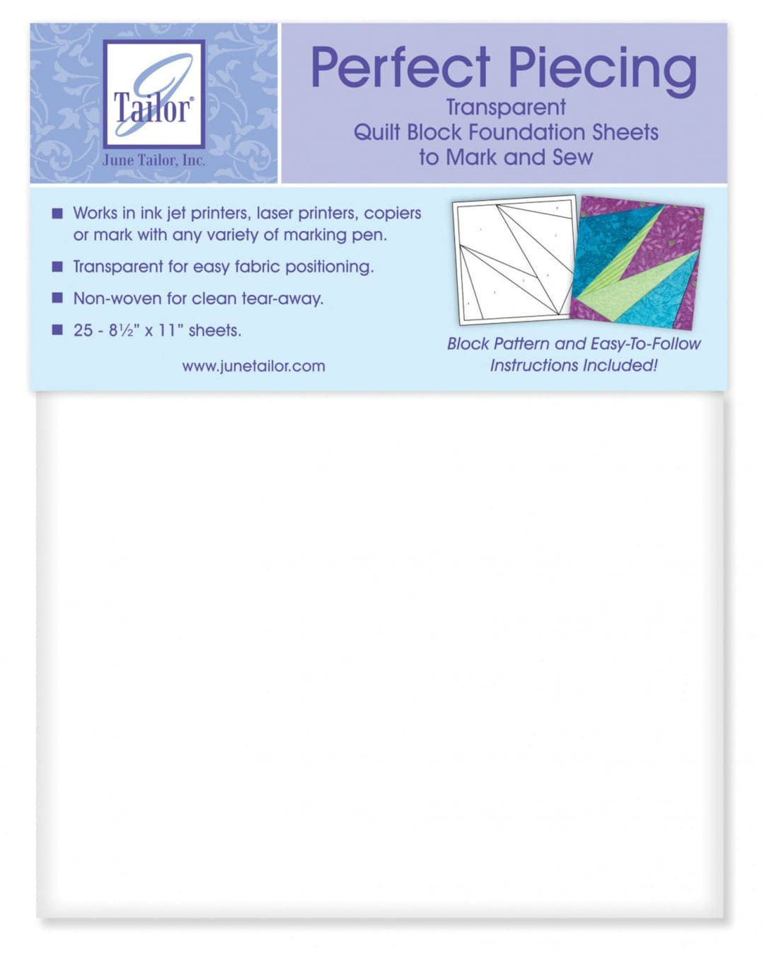 Perfect Piecing Foundation Sheets (25 Sheets) JT-426 By: June Tailer ...