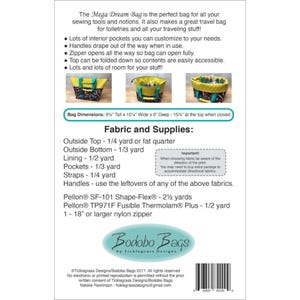 Mega Dream Bag *sewing Pattern* From: Bodobo Bags by Ticklegrass ...