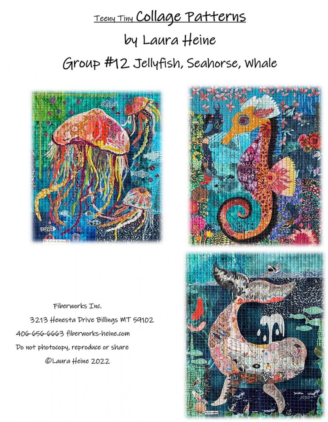 Teeny Tiny collage Pattern Group 12: Jellyfish, Seahorse and Whale By ...