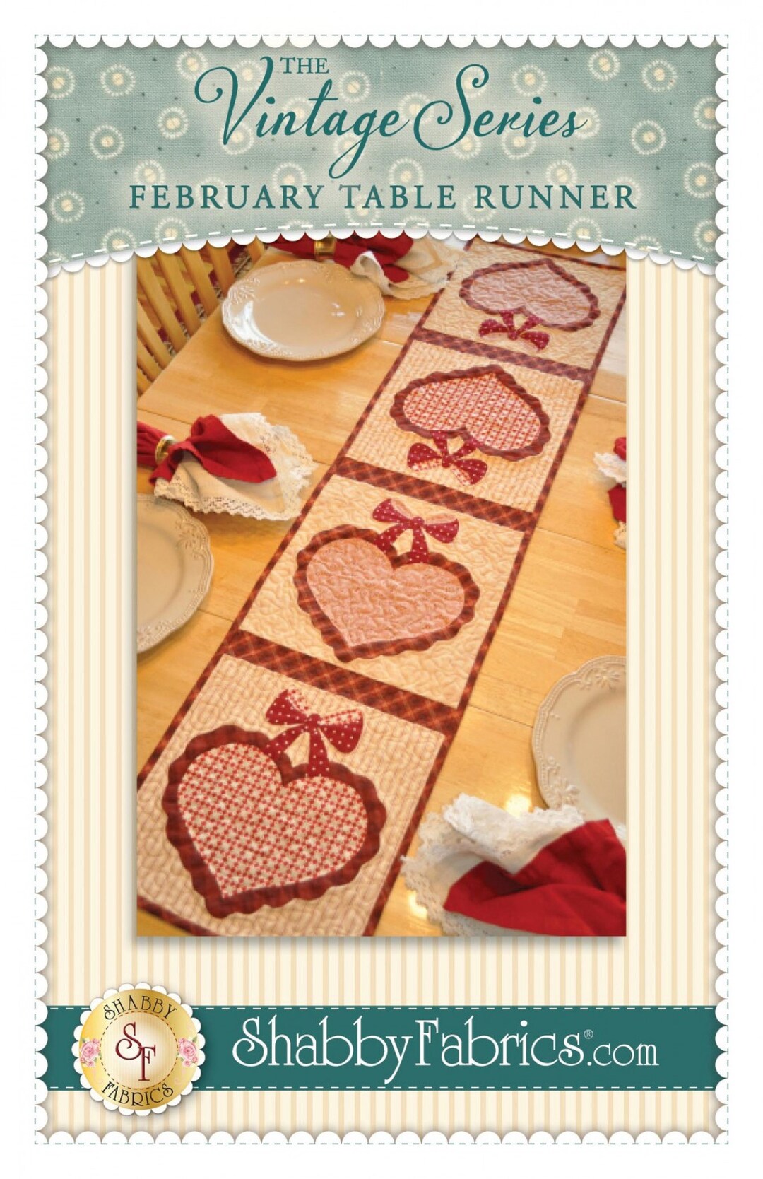 February Table Runner - the Vintage Series *applique Sewing Pattern* by ...