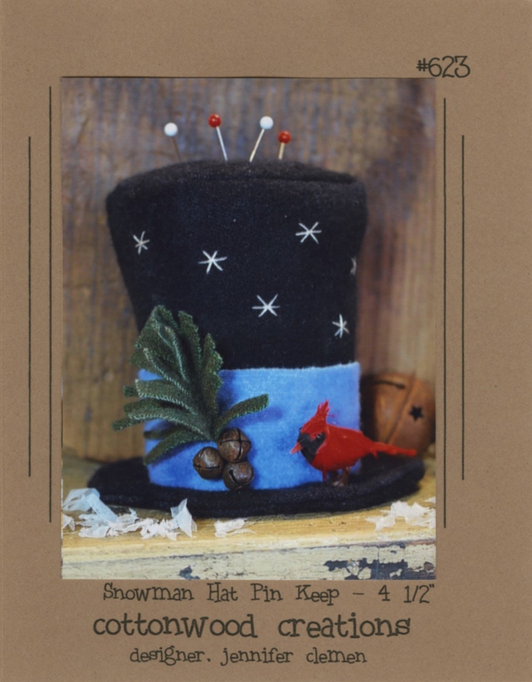 Snowman Hat pincushion Sewing Pattern By: Jennifer Clemen Cottonwood ...