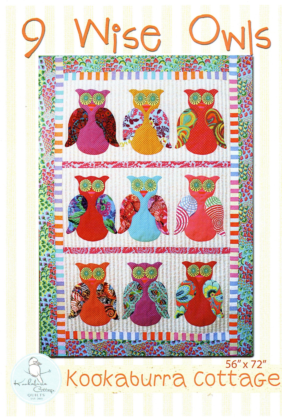 9 Wise Owls applique Quilt Pattern By: Kookaburra Cottage - Etsy