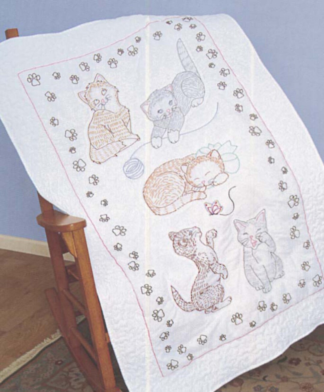 Kitty Cats Lap Quilt Top *stamped Embroidery Design* From: Jack Dempsey ...