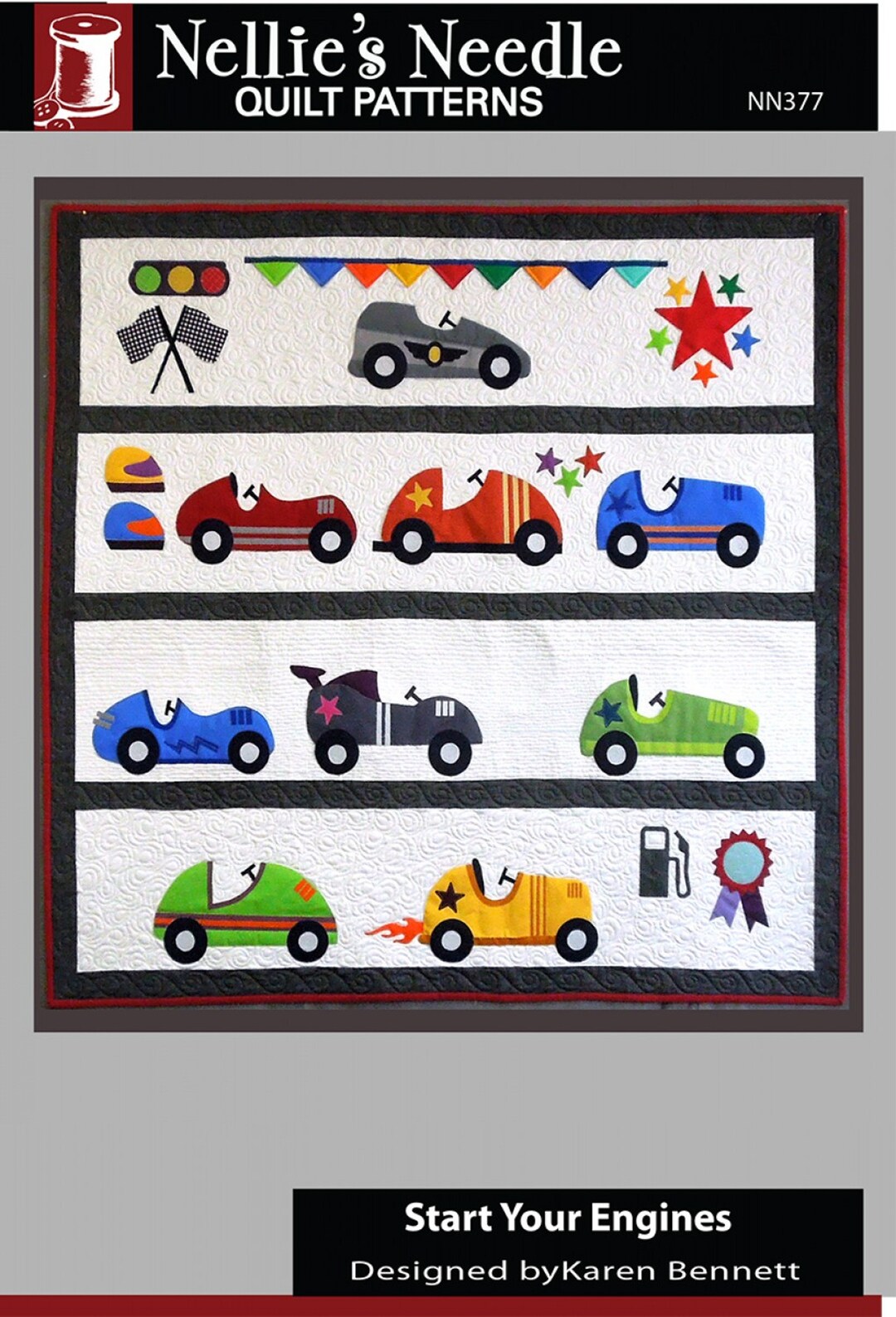 Start Your Engines baby/child Applique Quilt Pattern By: Karen Bennett ...
