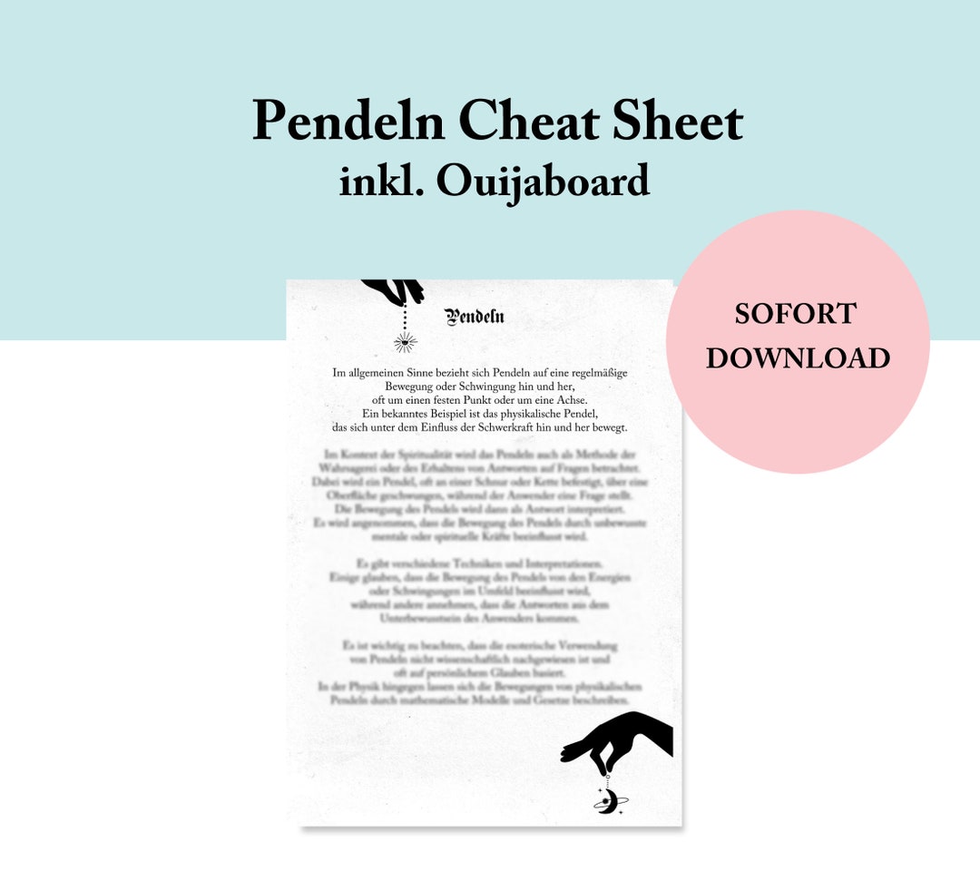 Pendulum, Ouija Board | Cheat Sheet | Grimouir | PDF | Instant Download ...