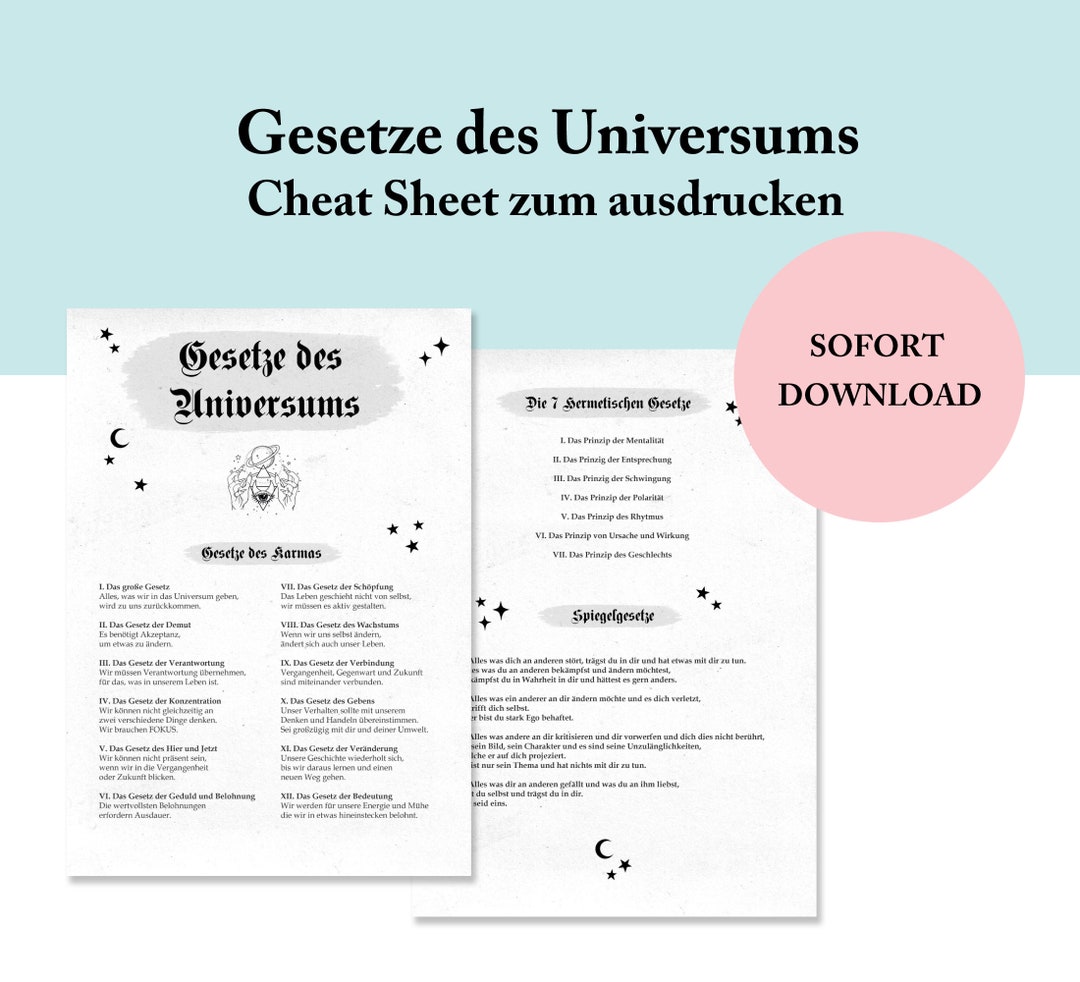 Laws of the Universe Cheat Sheet Grimouir PDF Instant Download ...