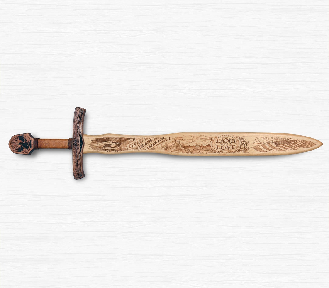 God Bless America - Wooden Patriot Sword Wall Sign - Made in the USA ...