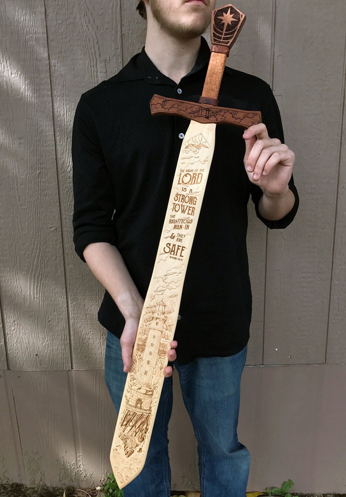 The Name of the Lord is a Strong Tower - Scripture Sword Sign - Made in ...