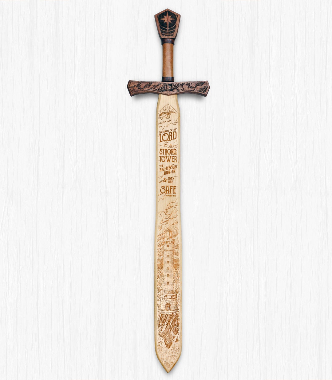 The Name of the Lord is a Strong Tower - Scripture Sword Sign - Made in ...