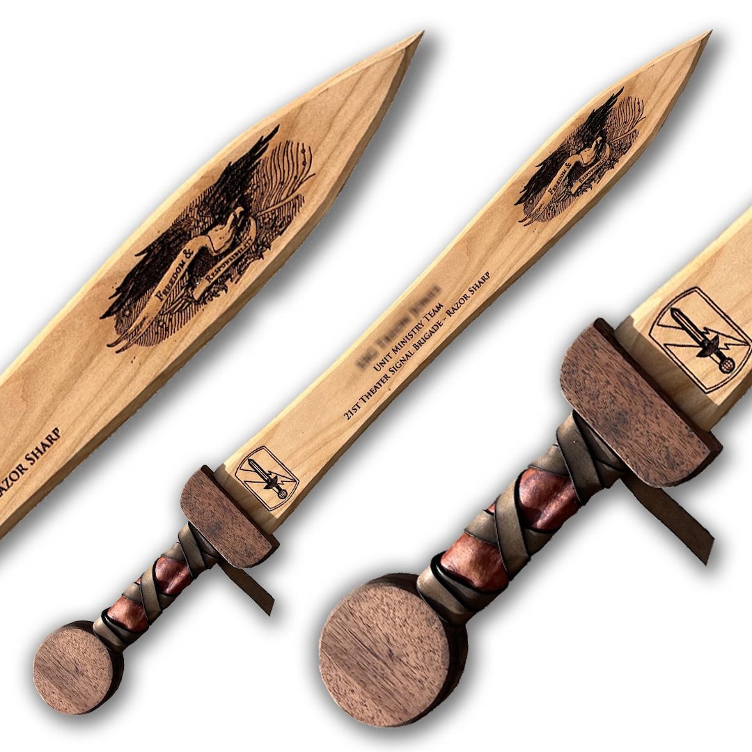 Custom Gladius Wooden Rudis Sword - Patriotic Eagle - Made in the USA ...
