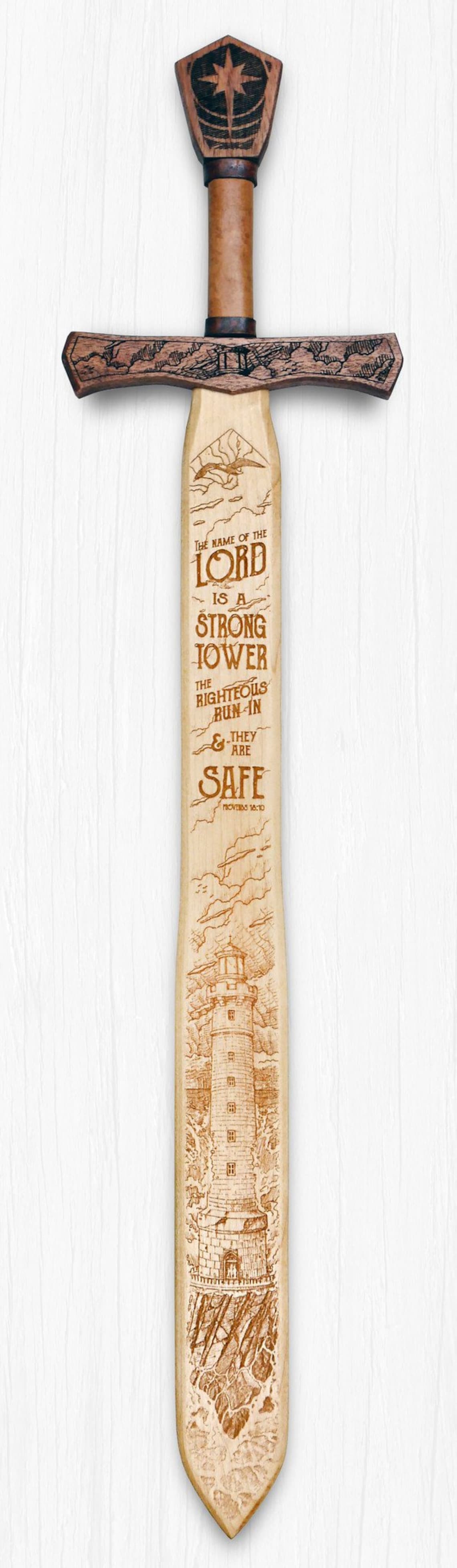 The Name of the Lord is a Strong Tower - Scripture Sword Sign - Made in ...