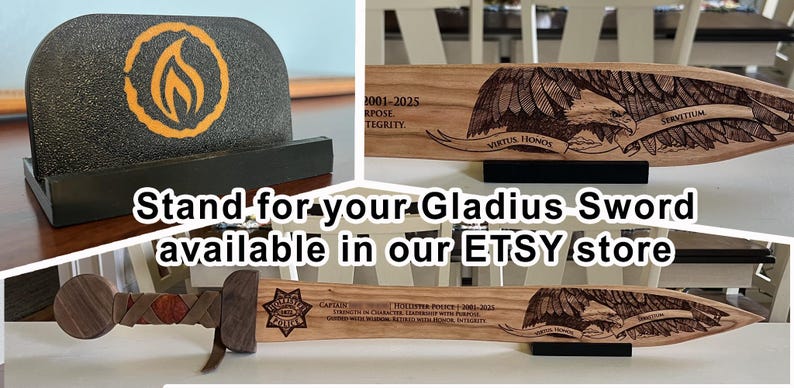 Custom Roman Gladius Wooden Rudis Sword - Banner Eagle Design - Made in ...