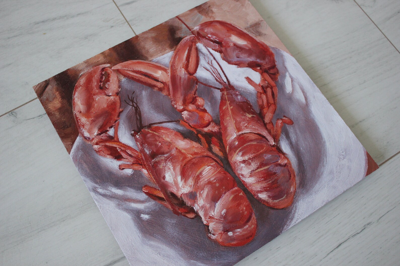 Two Lobsters ORIGINAL Oil Painting, Lobster Still Life, Seafood ...