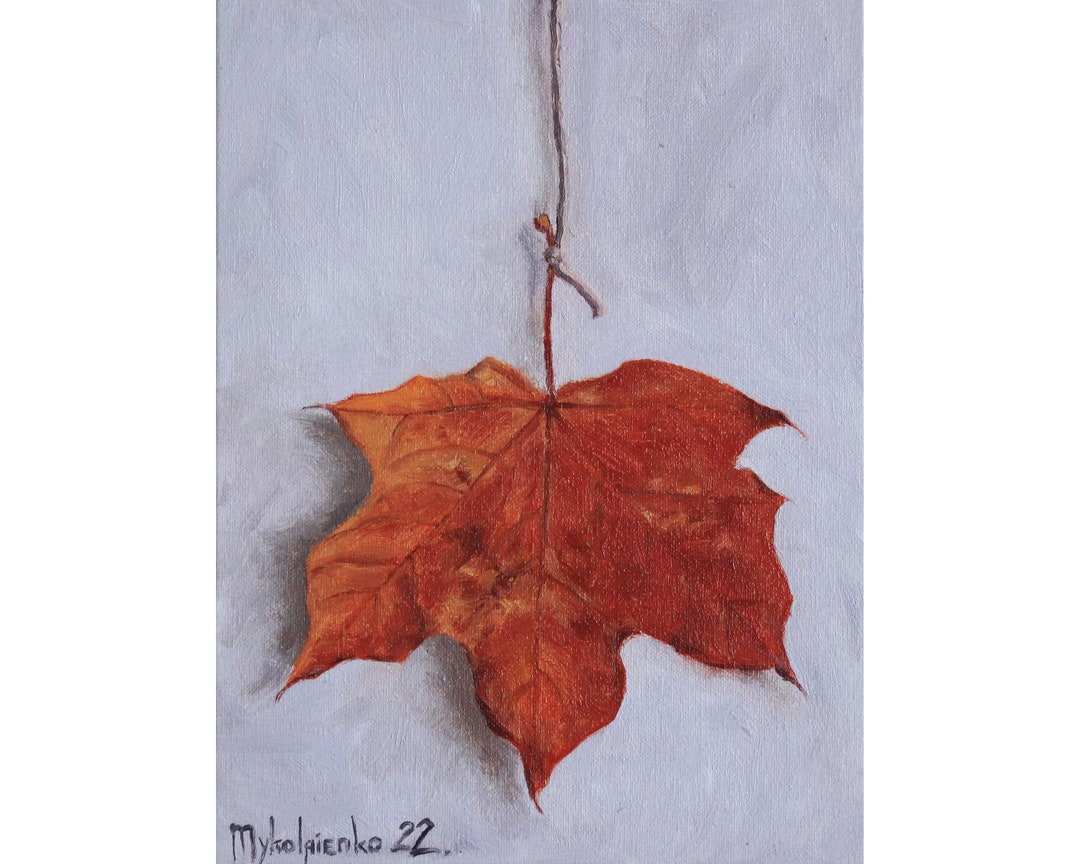 Maple Leaf Painting Autumn Leaves Still Life Fall Still - Etsy