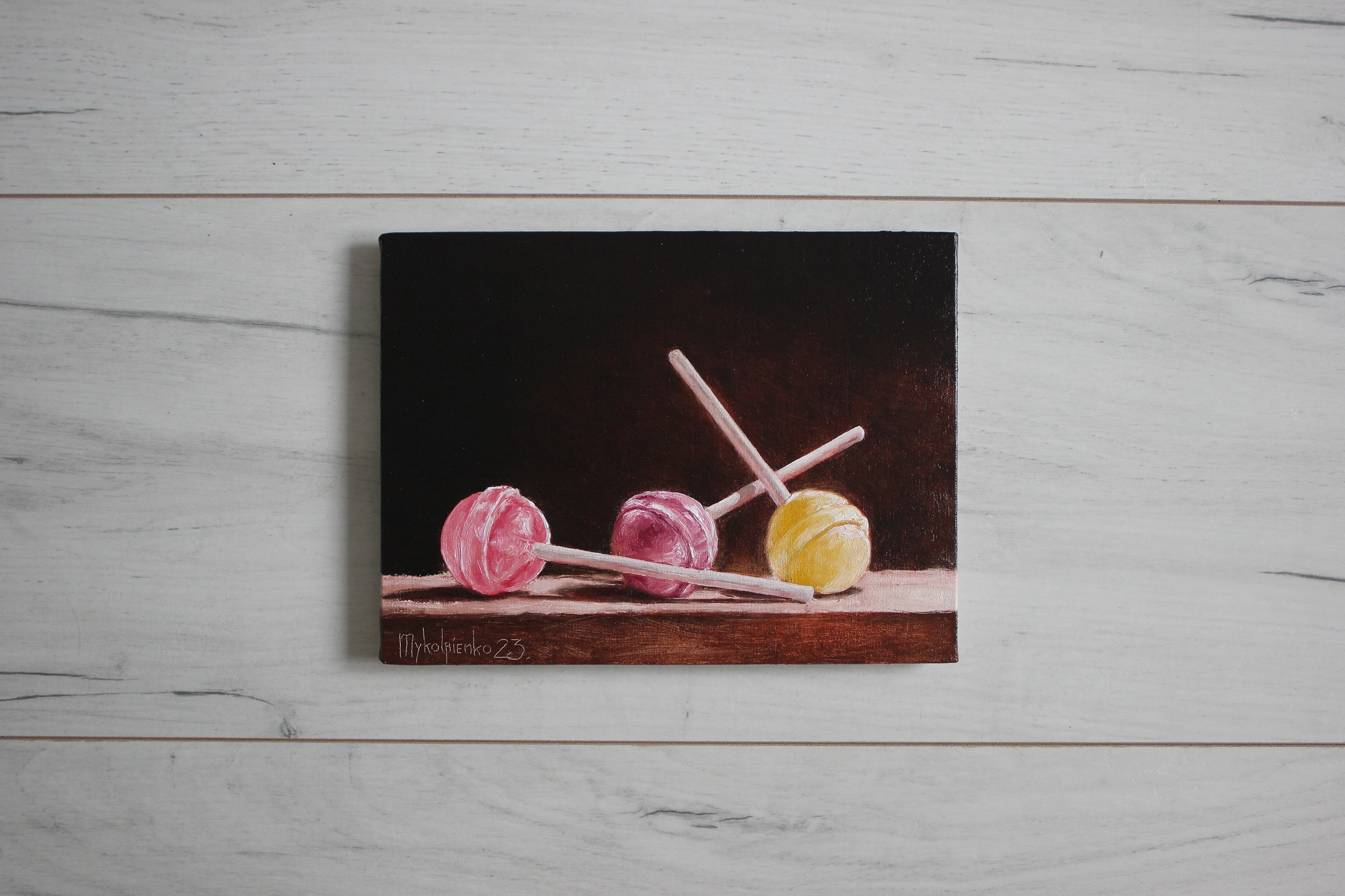 Lollipops Oil Painting, Original Lollipop Art, Candy Still Life, Tiny ...