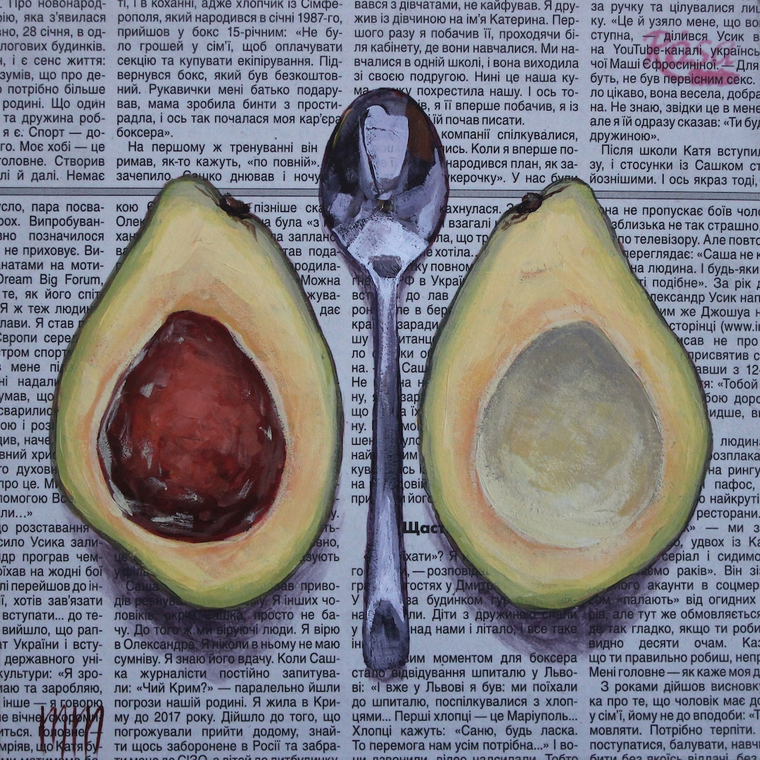 Avocado Painting Avocado Still Life Fruit Still Life Original Small