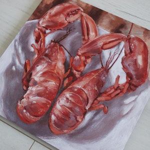 Two Lobsters ORIGINAL Oil Painting, Lobster Still Life, Seafood ...