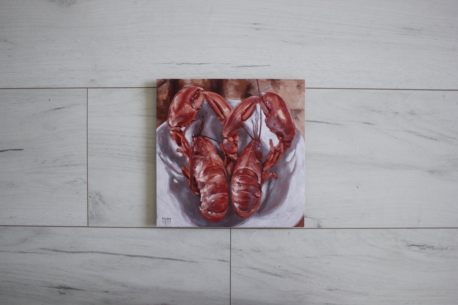 Two Lobsters ORIGINAL Oil Painting, Lobster Still Life, Seafood ...