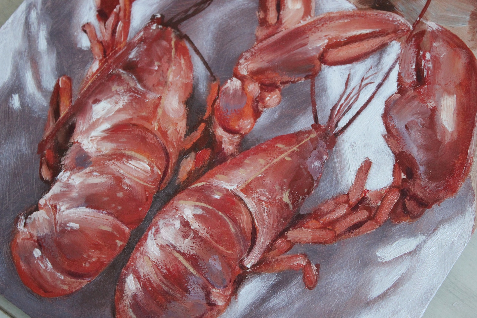 Two Lobsters ORIGINAL Oil Painting, Lobster Still Life, Seafood ...