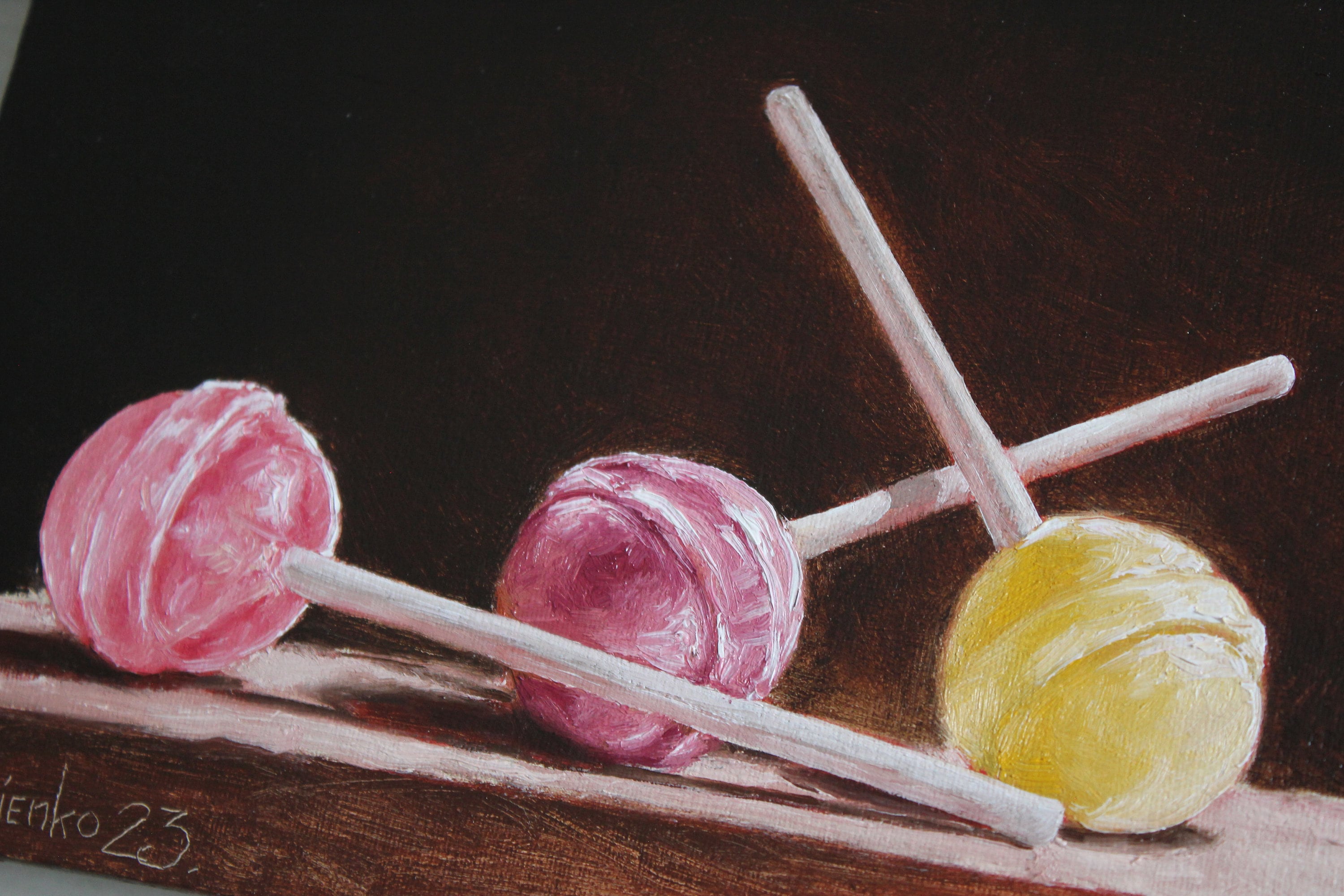 Lollipops Oil Painting, Original Lollipop Art, Candy Still Life, Tiny ...
