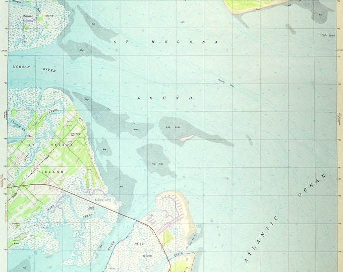 St Helena Sound Map of Otter Islands South Carolina Wall Art Decor ...