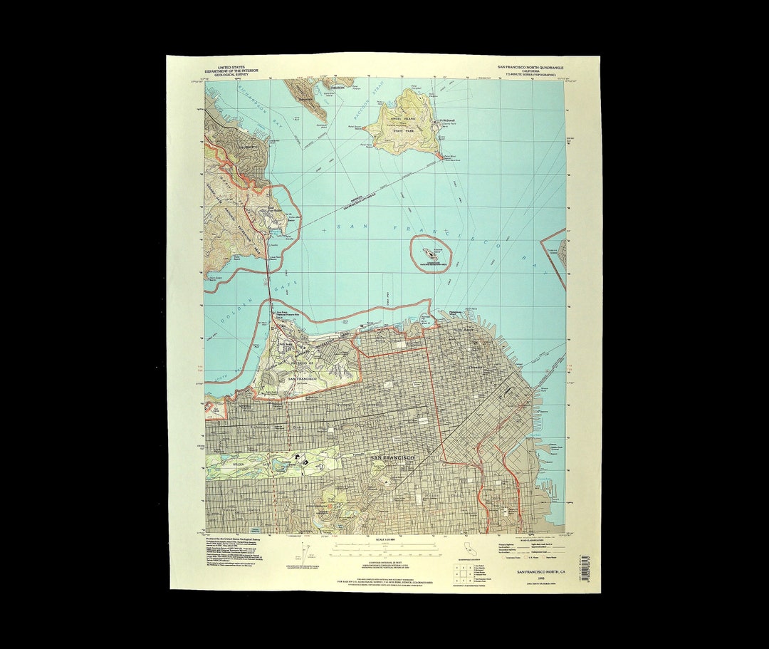 San Francisco Topographic Map of San Francisco Bay California Art Print ...