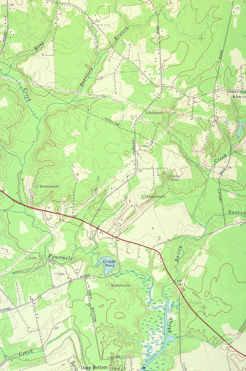 Varina Map of Fort Lee Virginia Print Wall Art Decor LARGE | Etsy