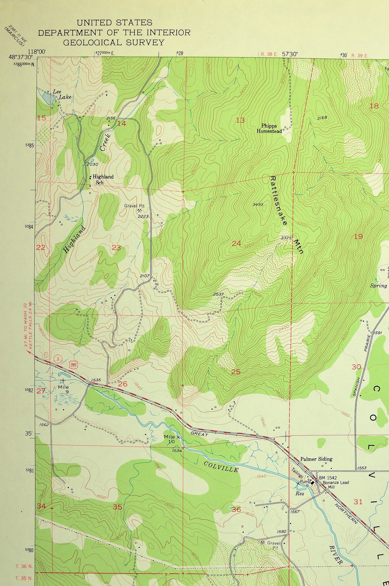 Colville Map of Colville Mountain Washington Art Print Wall | Etsy