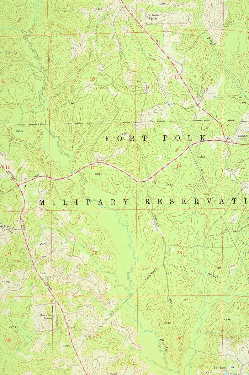 Fort Polk Map Military Reservation Louisiana Wall Art Print | Etsy