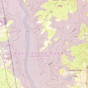 West Point Lake Map of West Point Georgia Art Print Wall Decor | Etsy
