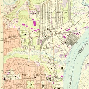 North Charleston Map Charleston Naval Base South Carolina Art | Etsy