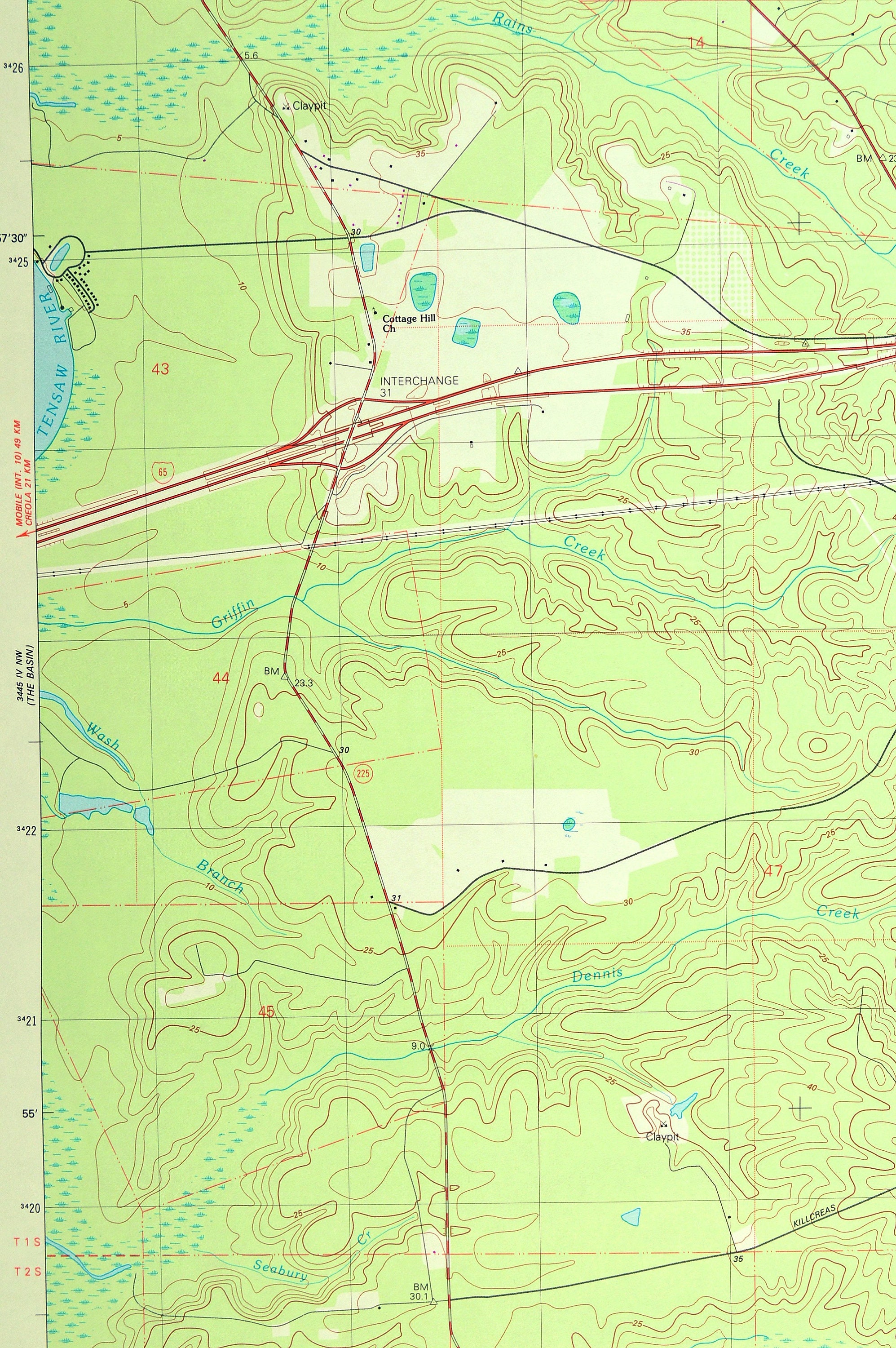 Bay Minette Map of Baldwin County Alabama Print Wall Decor LARGE ...