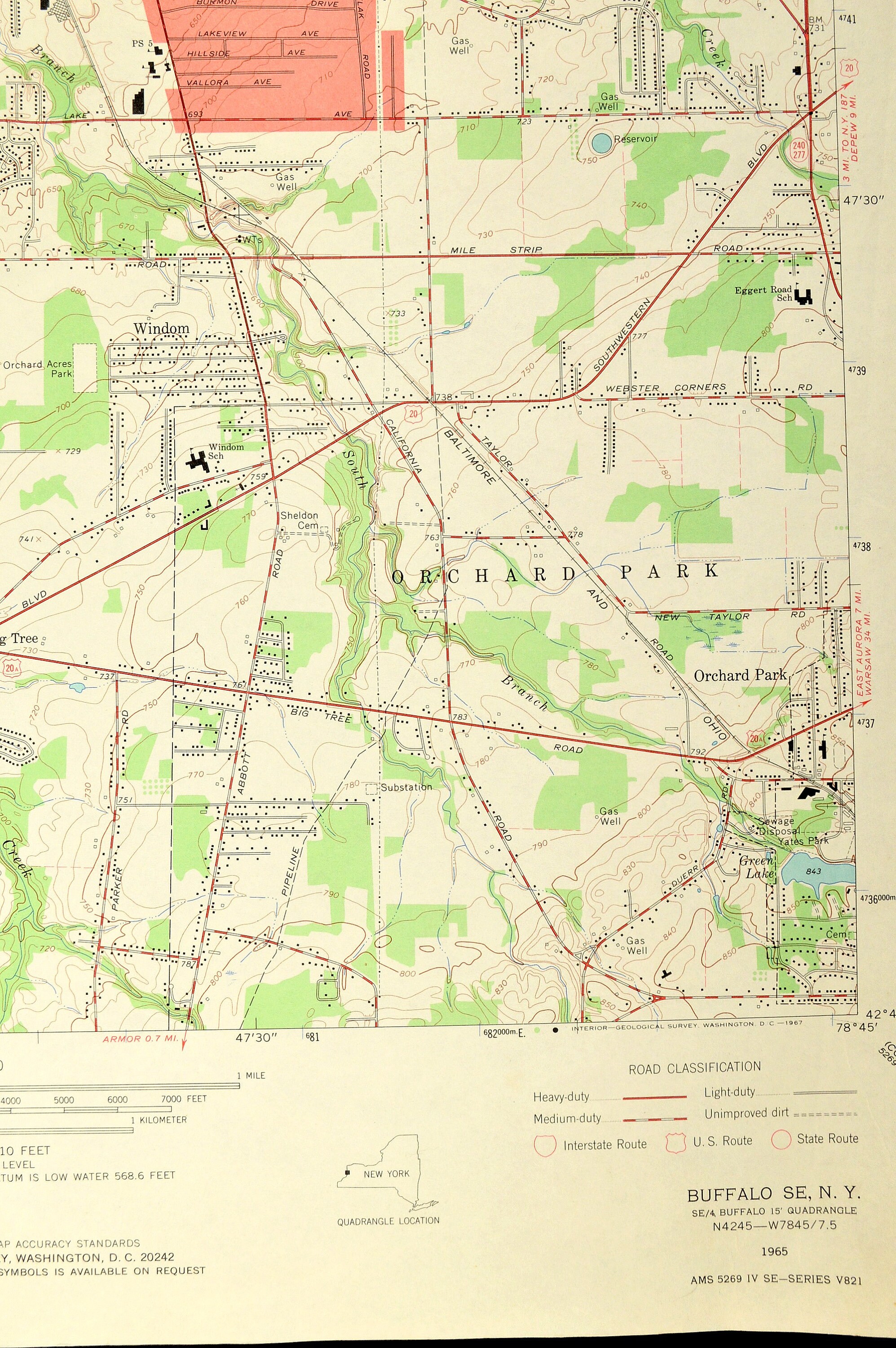 Buffalo Map of Lacawanna LARGE Topographic Survey West Seneca Athol ...