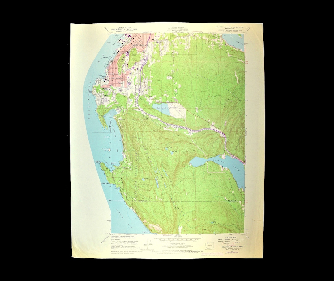 South Bellingham Map of Whatcom County Washington Print Wall Decor ...