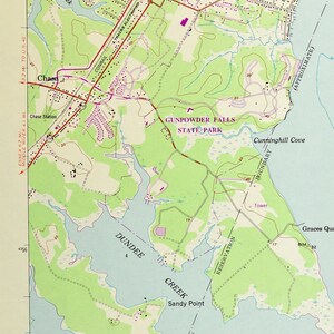 Gunpowder Falls State Park Map of Gunpowder Neck Maryland Art Print ...