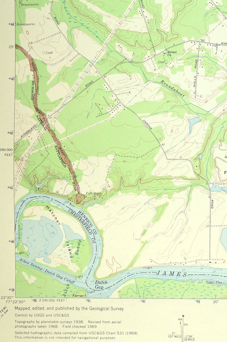Varina Map of Fort Lee Virginia Print Wall Art Decor LARGE | Etsy