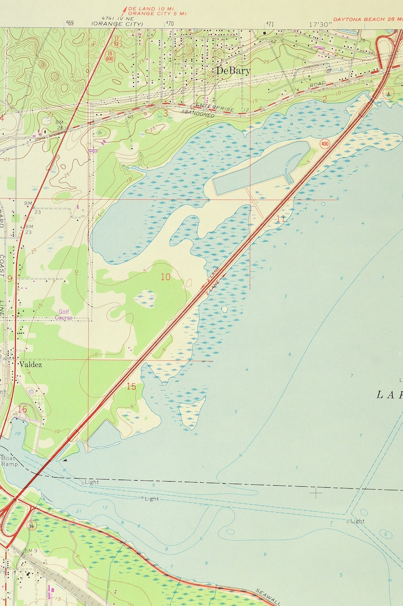 Sanford Map of Lake Monroe Florida Art Print Wall Decor LARGE - Etsy