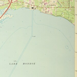 Sanford Map of Lake Monroe Florida Art Print Wall Decor LARGE - Etsy