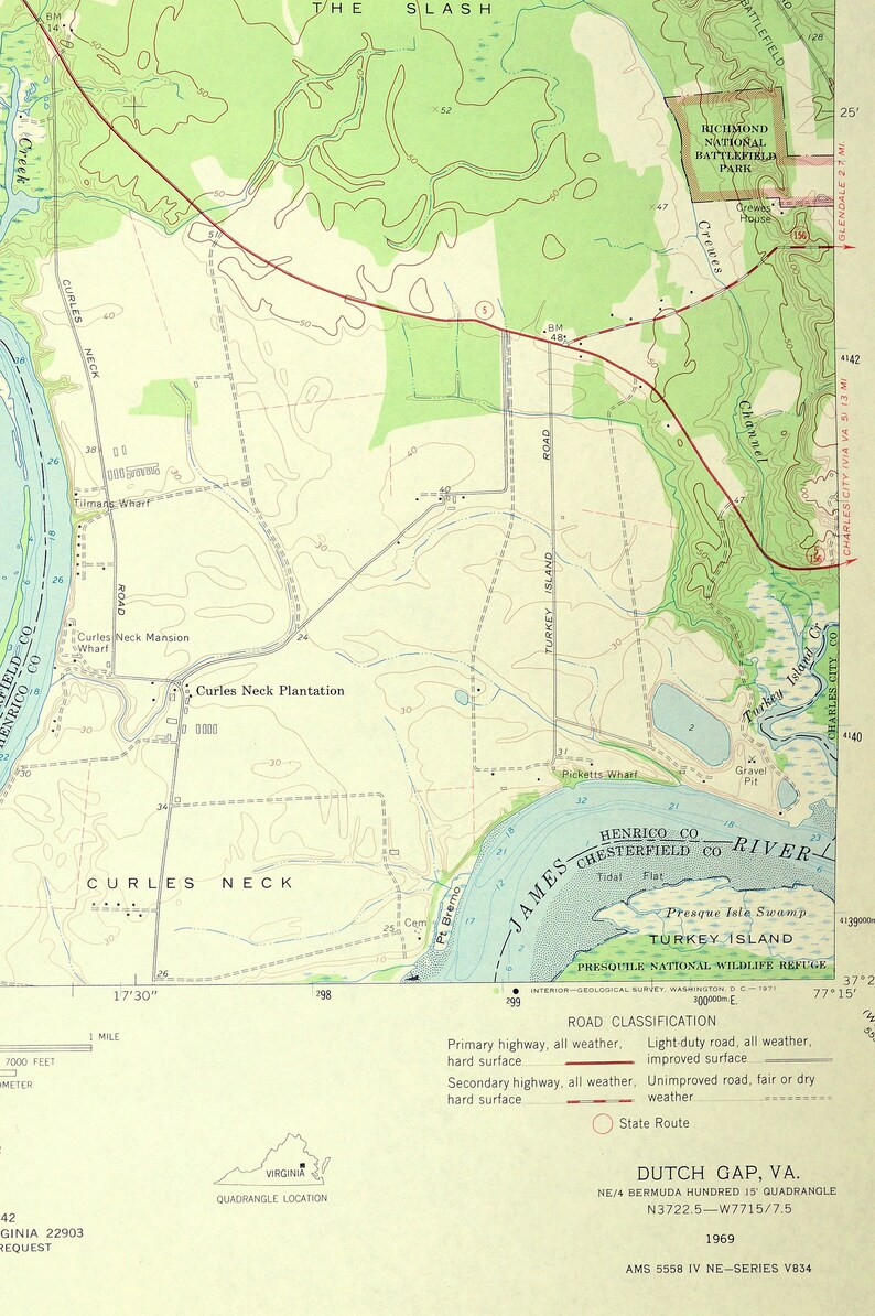 Varina Map of Fort Lee Virginia Print Wall Art Decor LARGE | Etsy