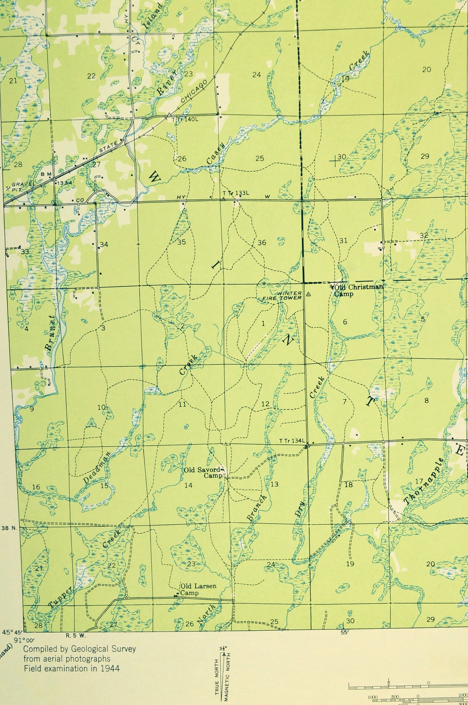 Loretta Wisconsin Map of Draper LARGE Topographic Survey | Etsy