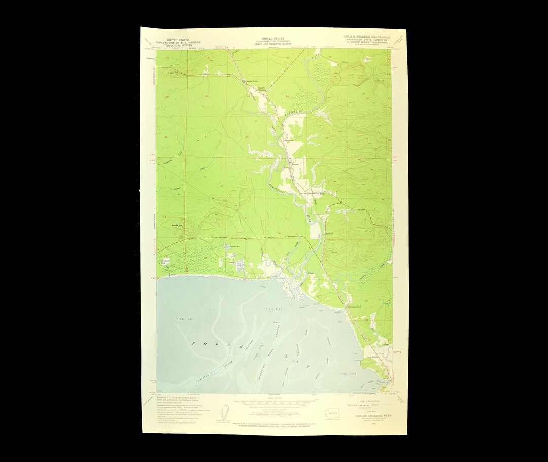 Copalis Crossing Map of Wilderness Washington Print Wall Decor LARGE ...
