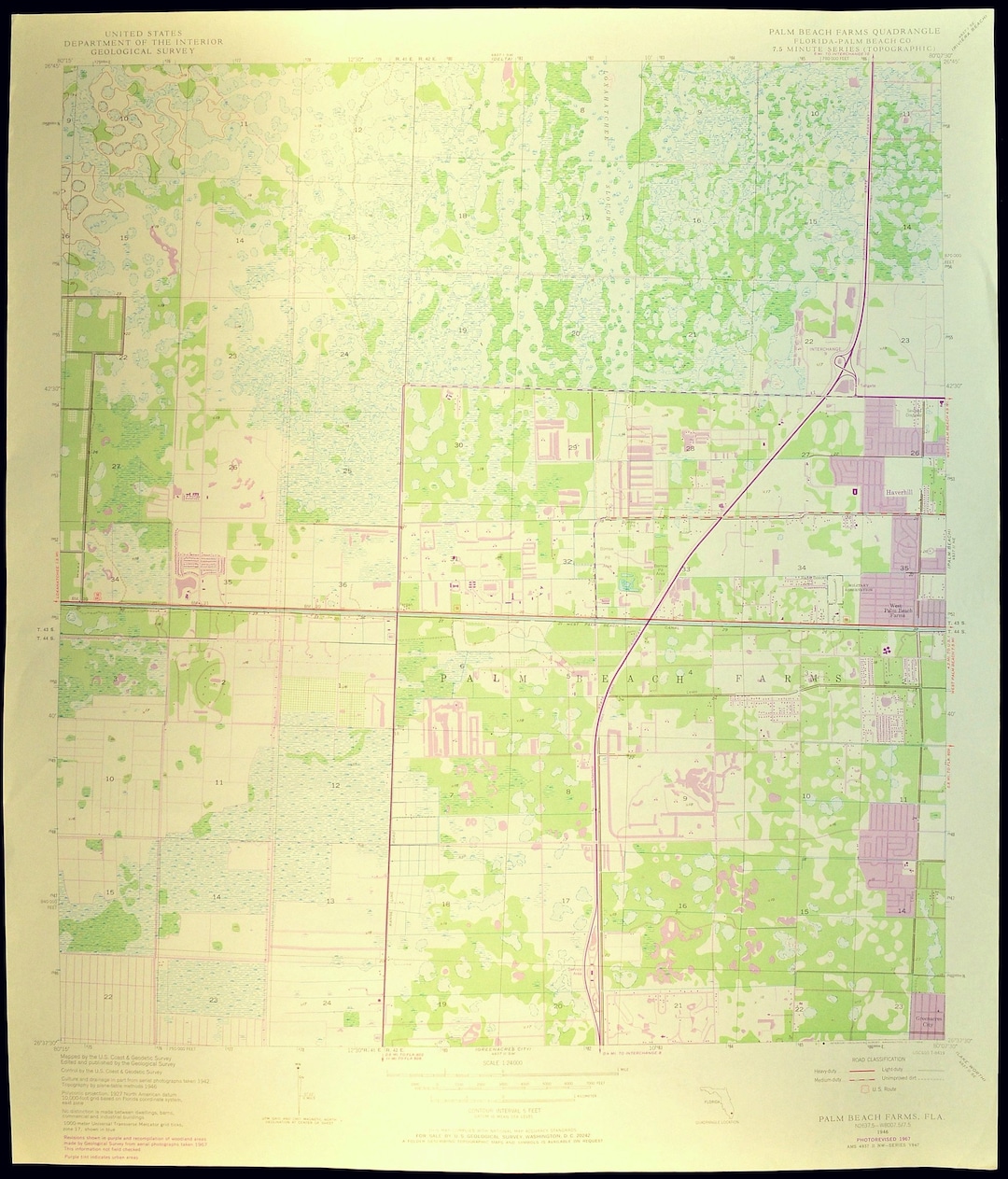 Palm Beach Farms Map of Haverhill Florida Art Print Wall Decor LARGE ...