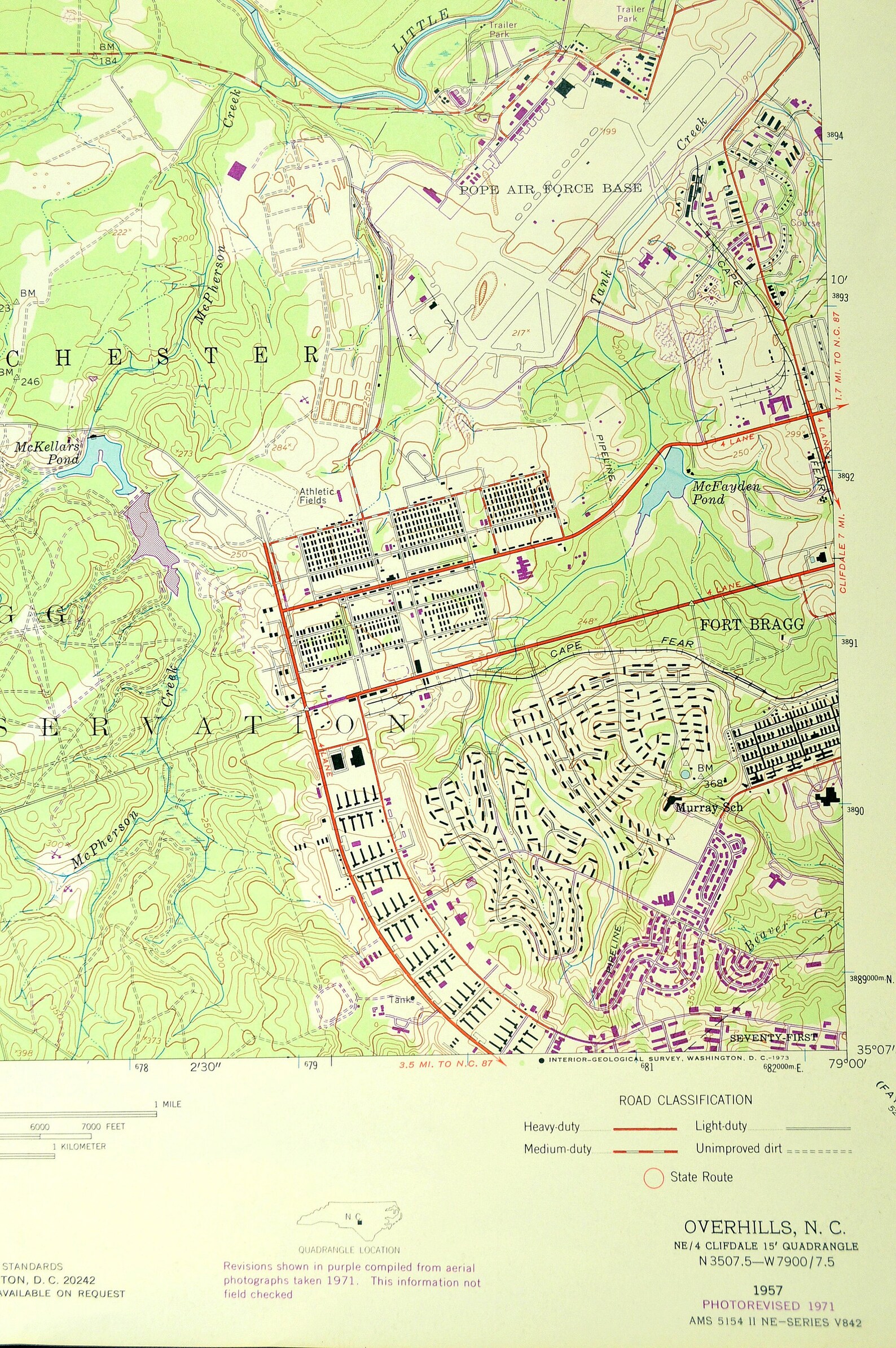 Overhills Map of Fort Bragg North Carolina LARGE Topographic | Etsy