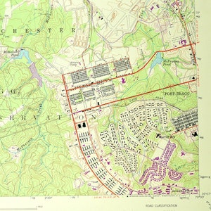 Overhills Map of Fort Bragg North Carolina LARGE Topographic | Etsy