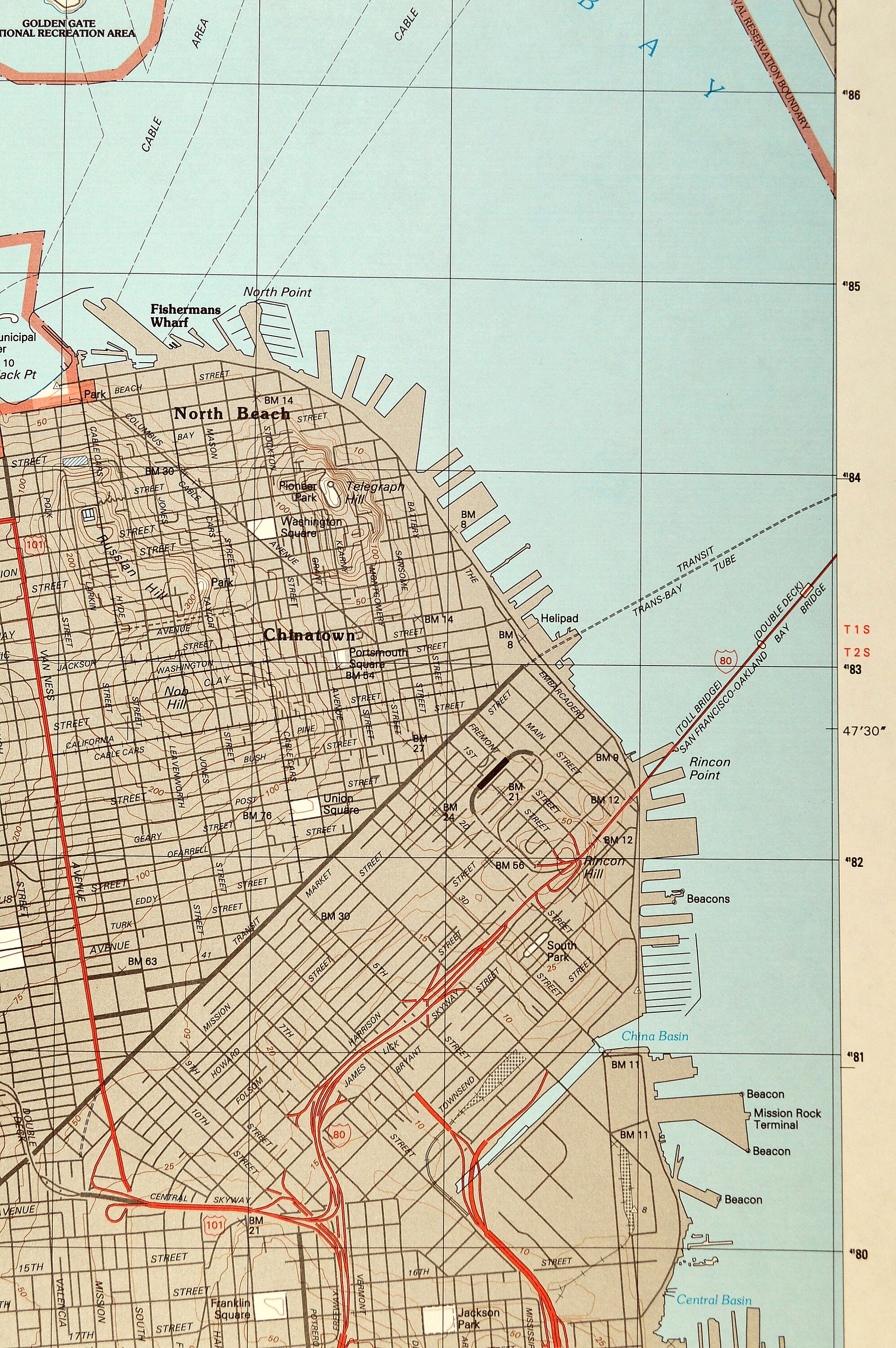 san francisco bay topographic map